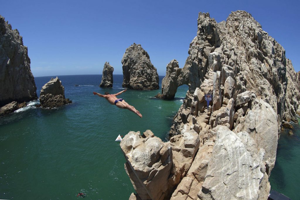 Cliff Divers Train at Famed Arch of Cabo San Lucas in Mexico